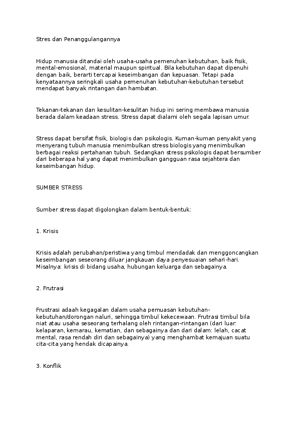 (DOC) Stres dan Penanggulangannya
