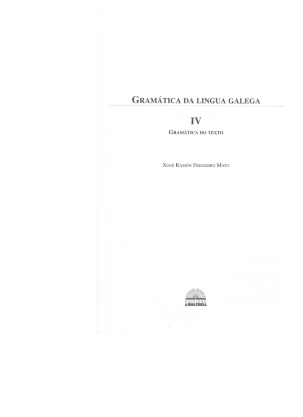 (PDF) Gramática da Lingua Galega IV. Gramática do Texto