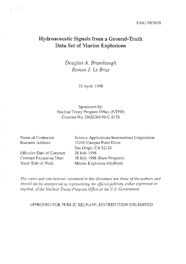 (PDF) Hydroacoustic signals from a ground-truth data set of marine ...