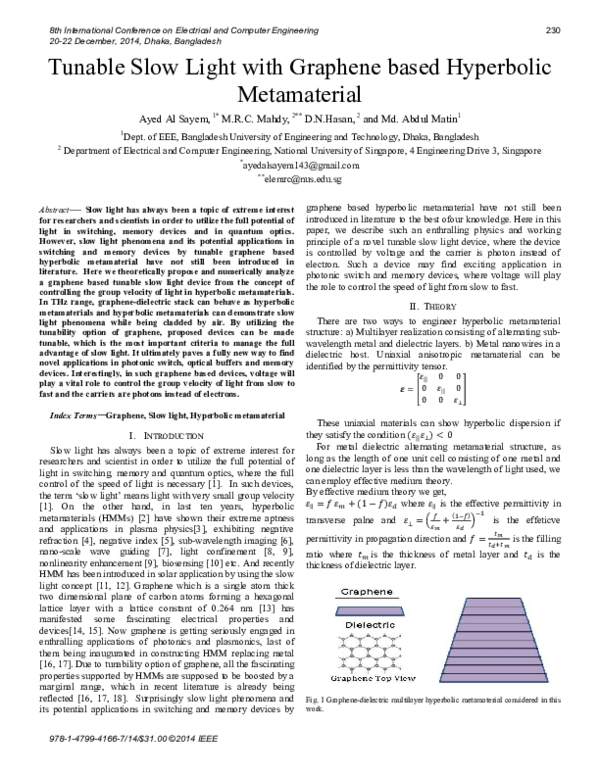 (PDF) Tunable Slow Light with Graphene based Hyperbolic Metamaterial