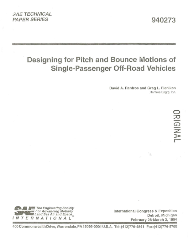(PDF) Designing for Pitch and Bounce Motions of Single-Passenger Off ...