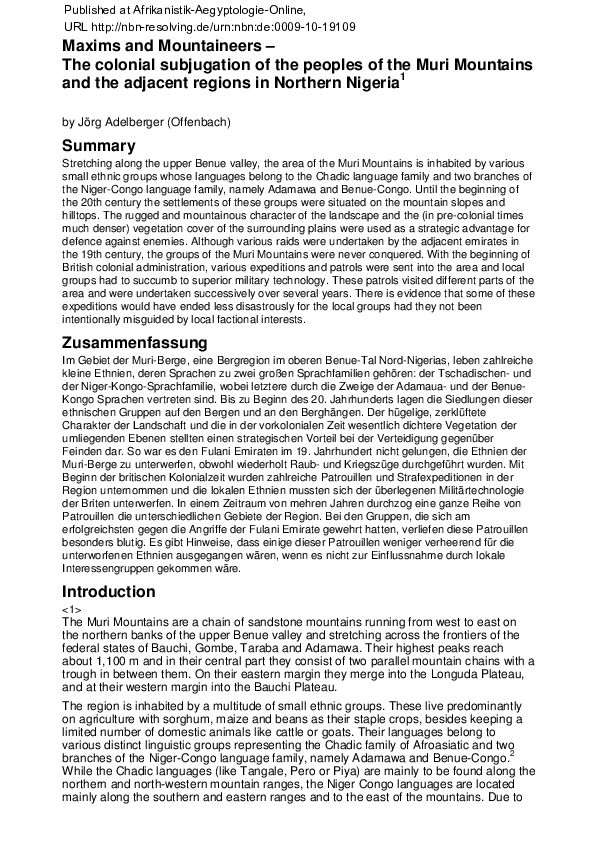 (PDF) Maxims and Mountaineers – The colonial subjugation of the peoples ...