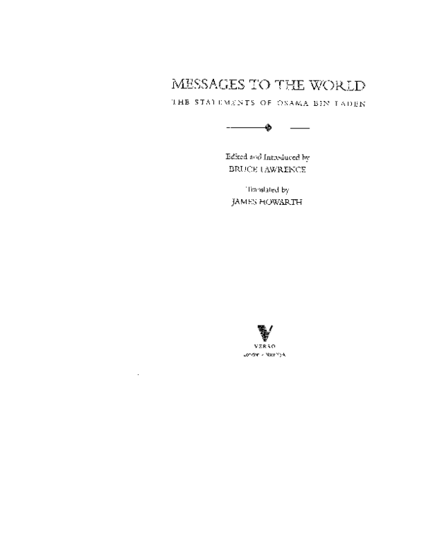 (PDF) Introduction to Messages of the World:The Statements of Osama bin ...