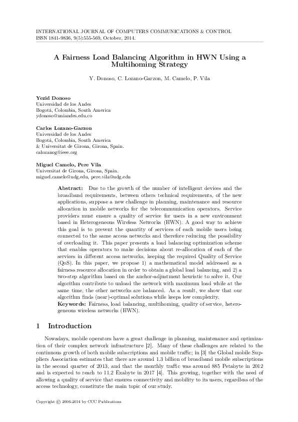 A Fairness Load Balancing Algorithm In Hwn Using A Multihoming Strategy