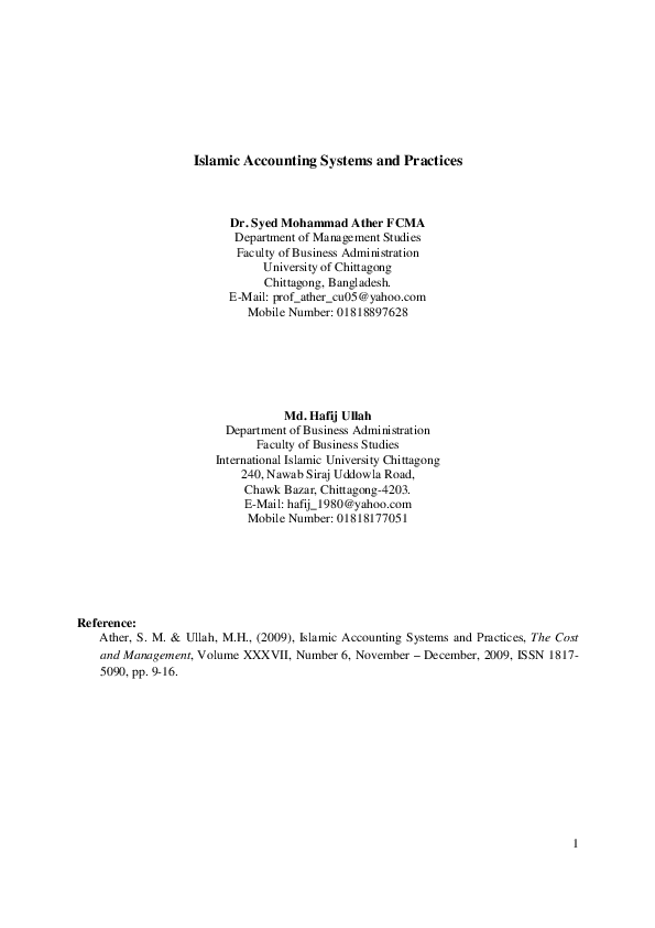 (PDF) Islamic Accounting Systems and Practices