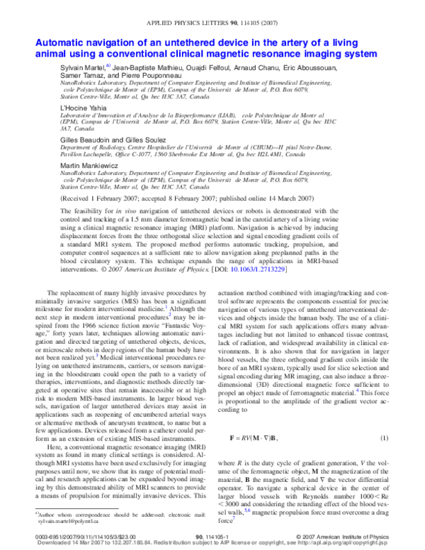 (PDF) Automatic navigation of an untethered device in the artery of a ...
