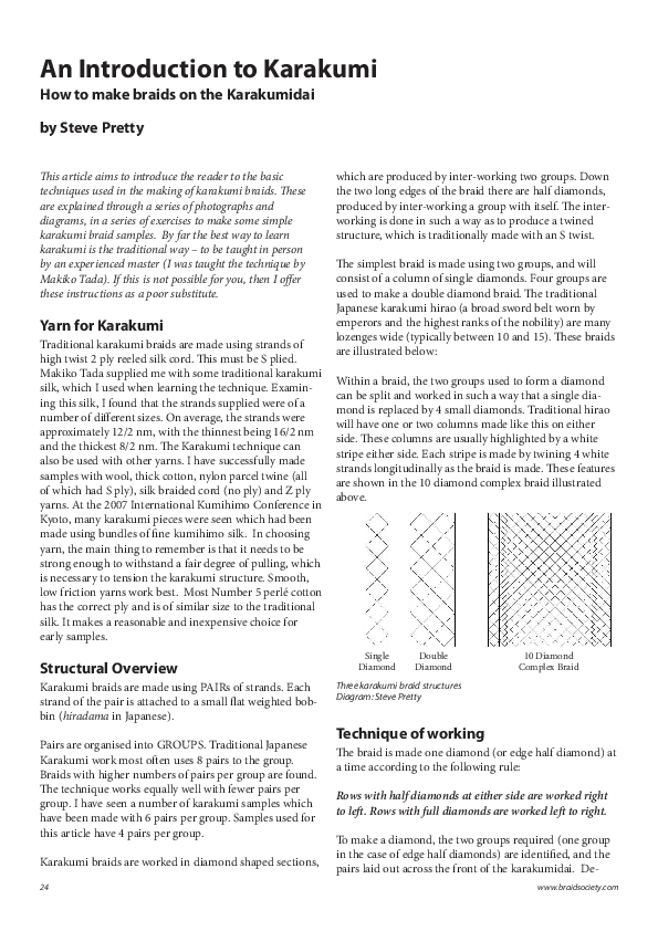 (PDF) An Introduction to Karakumi - How to make braids on the Karakumidai