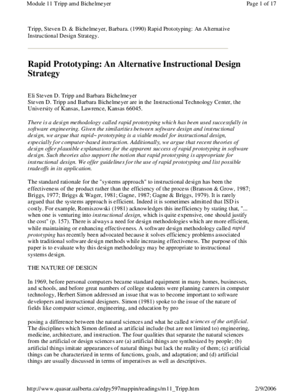 (PDF) Rapid Prototyping: An Alternative Instructional Design Strategy