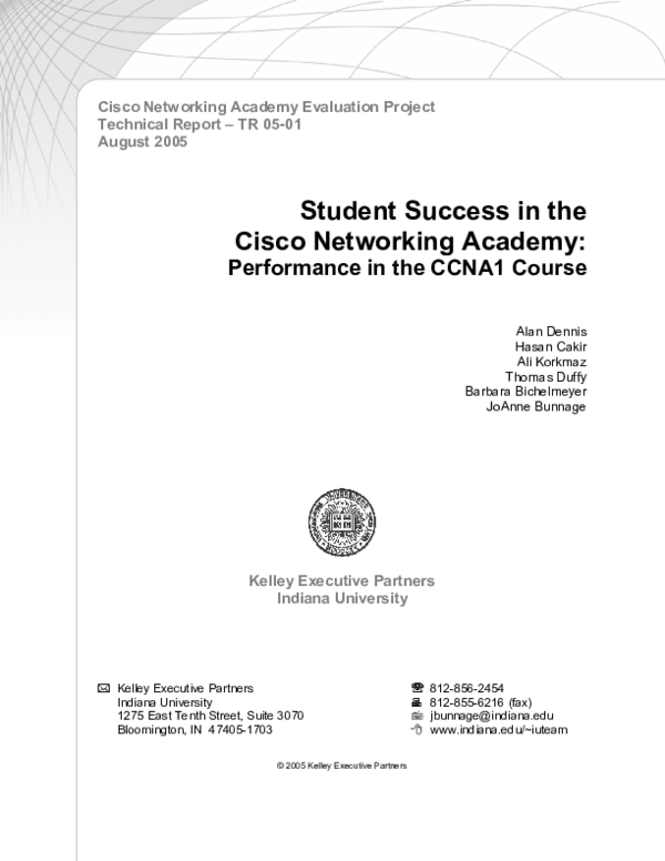 (PDF) Student Success in the Cisco Networking Academy: Performance in the CCNA1 Course | Barbara ...