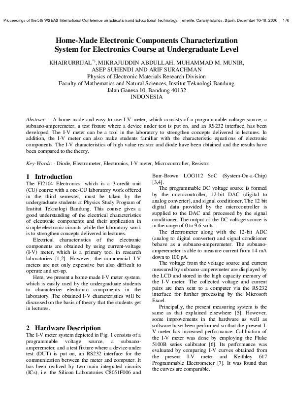 (PDF) Home-Made Electronic Components Characterization System for ...
