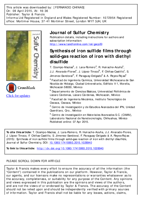 Synthesis of iron sulfide films through solid–gas reaction of iron with ...