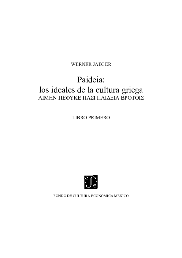(PDF) Paideia (Libro primero) - Jaeger Werner