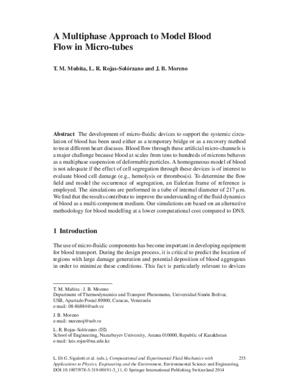 (PDF) A Multiphase Approach to Model Blood Flow in Microtubes