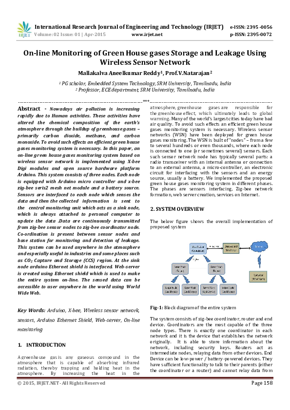 (PDF) IRJET-On-line Monitoring of Green House gases Storage and Leakage ...