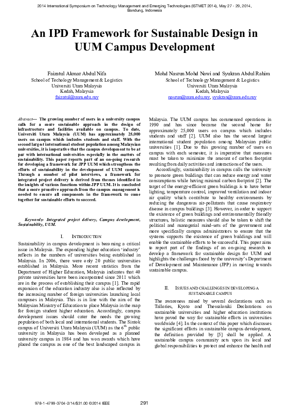 (PDF) An IPD Framework for Sustainable Design in UUM Campus Development