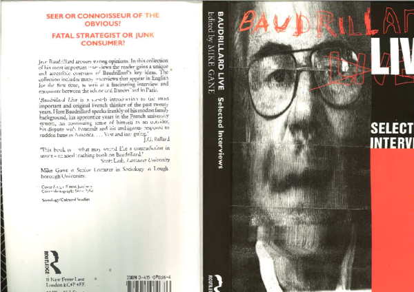 (PDF) Game with Vestiges: Jean Baudrillard interviewed by Mark Titmarsh ...