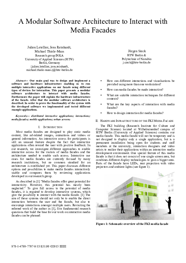 (PDF) A Modular Software Architecture to Interact with Media Facades
