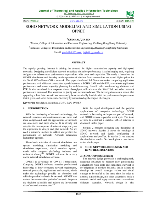 (PDF) SOHO NETWORK MODELING AND SIMULATION USING OPNET