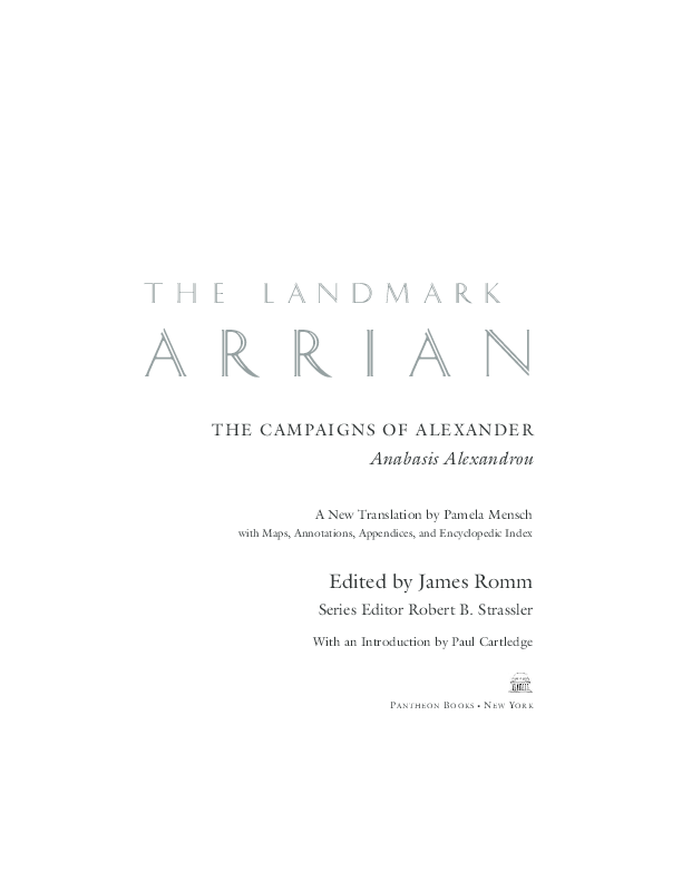 (PDF) The Landmark Arrian: The Campaigns of Alexander