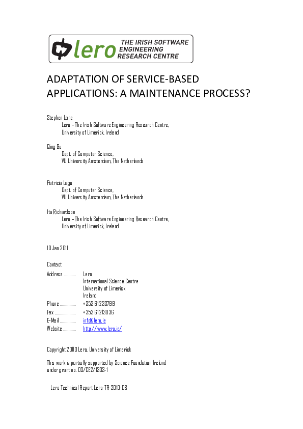 (PDF) Adaptation of service based applications: a maintenance process
