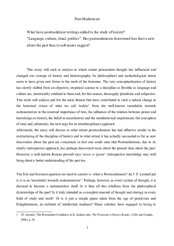 (PDF) Post-Modernism in History | Ivana Ledda - Academia.edu