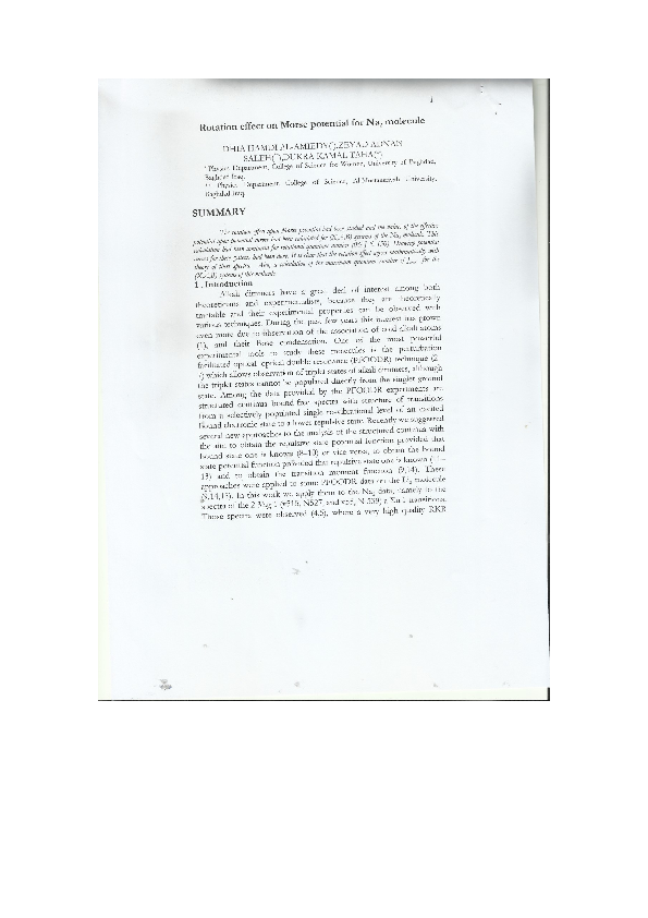 (DOC) Rotation effect on Morse potential for Na2 Molecule