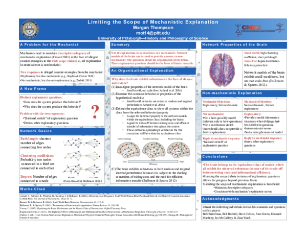 (PDF) Limiting the Scope of Mechanistic Explanation (Poster)