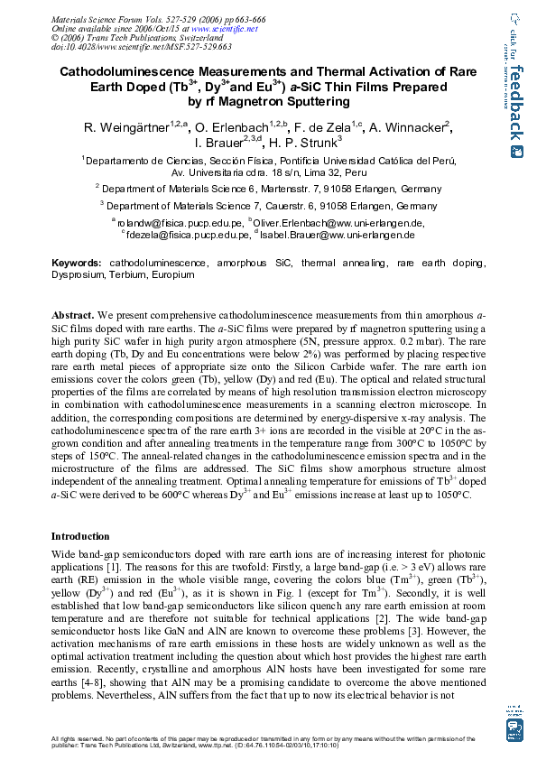 (PDF) Cathodoluminescence Measurements and Thermal Activation of Rare Earth Doped (Tb 3+ , Dy 3 ...