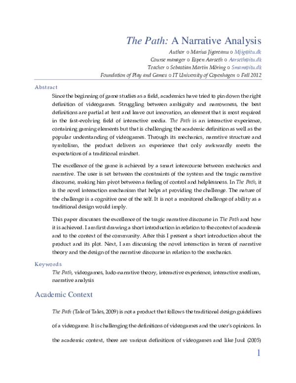 (PDF) The Path. A Narrative Analysis