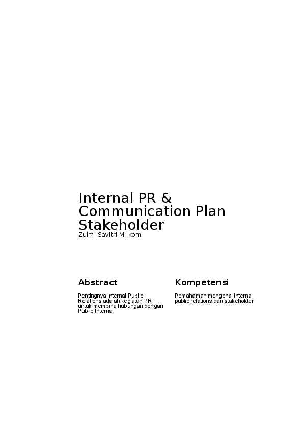 (DOC) Internal PR & Communication Plan Stakeholder