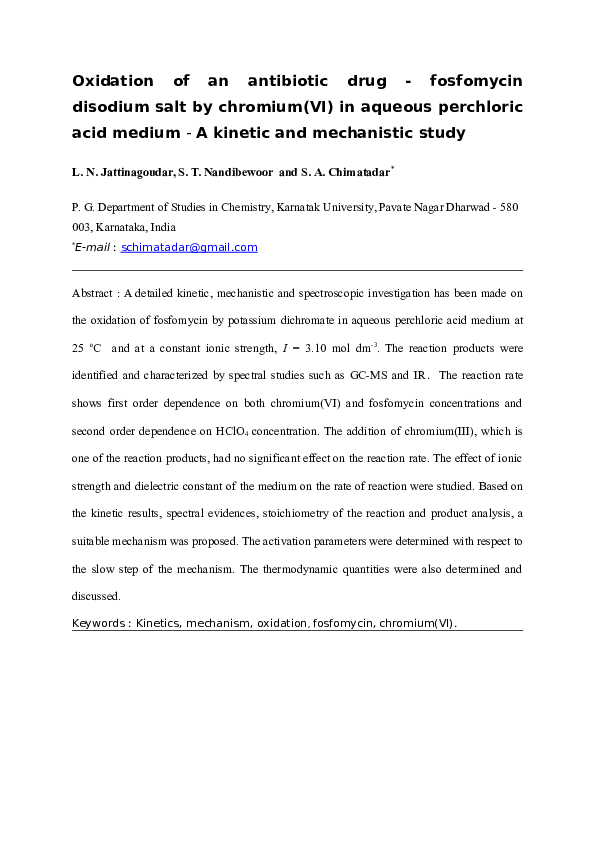 (DOC) Oxidation of an antibiotic drug - fosfomycin disodium salt by ...