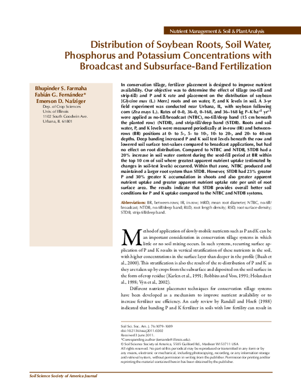 (PDF) Distribution of Soybean Roots, Soil Water, Phosphorus and ...
