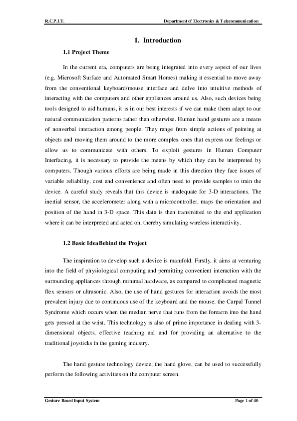 (PDF) Gesture Based Input System”