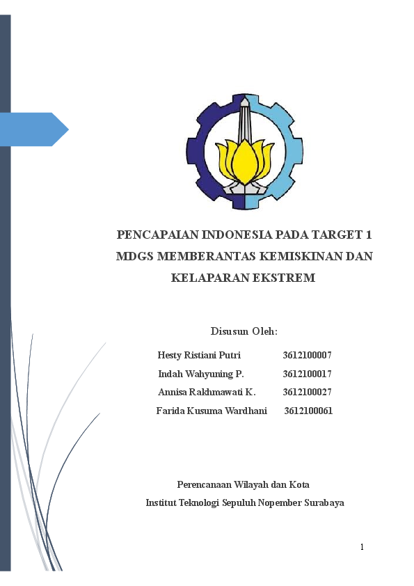 (DOC) PENCAPAIAN INDONESIA PADA TARGET 1 MDGS MEMBERANTAS KEMISKINAN ...