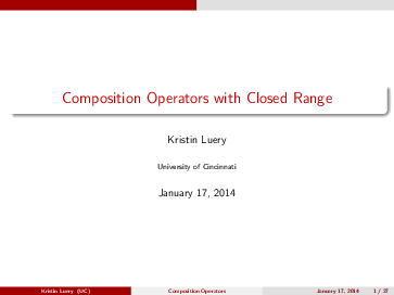 (PDF) Composition operators with closed range