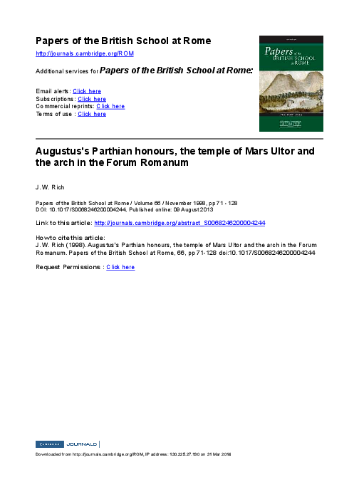 (PDF) Augustus’s Parthian honours, the temple of Mars Ultor and the ...