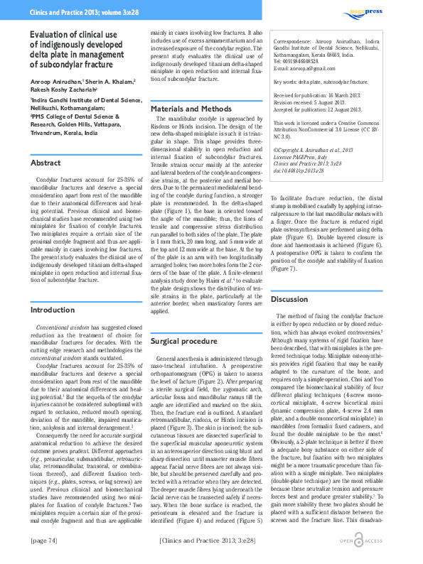 (PDF) Evaluation of clinical use of indigenously developed delta plate ...