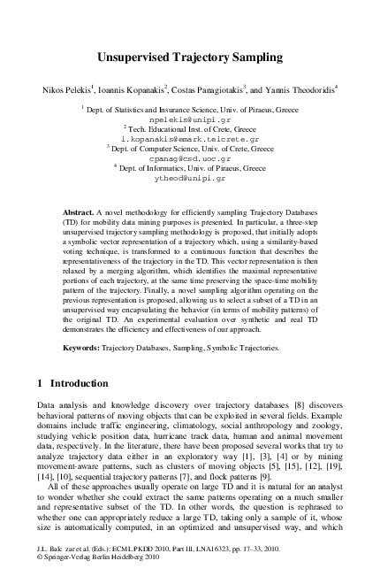 (PDF) Unsupervised trajectory sampling