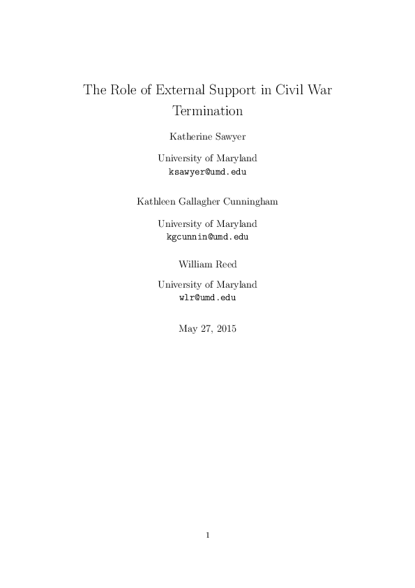 (PDF) The Role of External Support in Civil War Termination