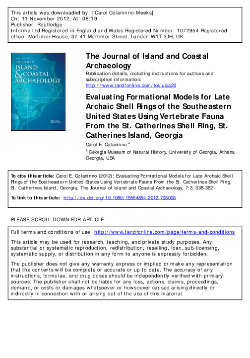 (PDF) The Journal of Island and Coastal Archaeology Evaluating ...