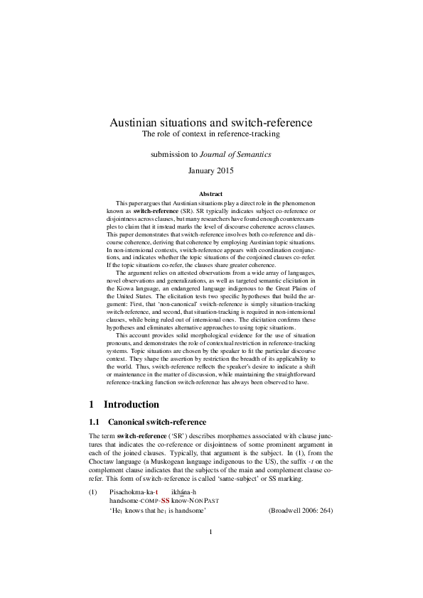 (PDF) Austinian situations and switch-reference