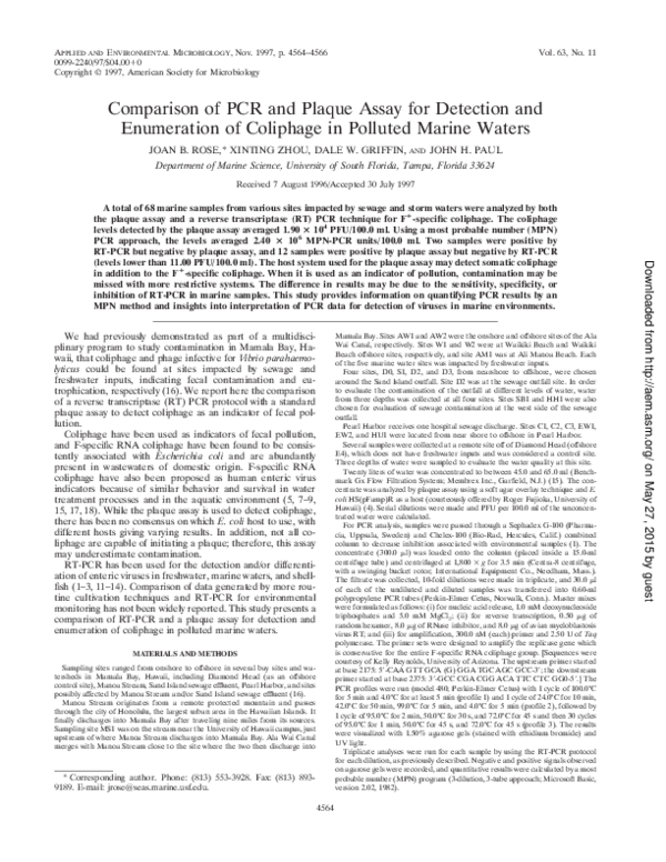 (PDF) Comparison of PCR and Plaque Assay for Detection and Enumeration ...