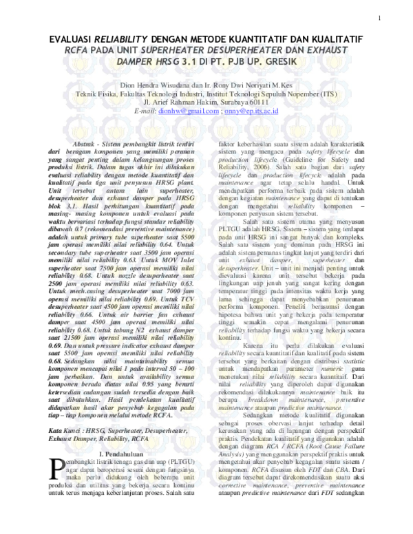 (PDF) RELIABILITY EVALUATION WITH QUANTITATIVE METHODS AND QUALITATIVE RCFA ON SUPERHEATER ...