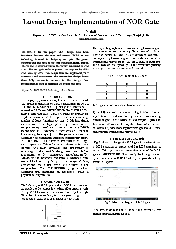 (PDF) Layout Design Implementation of NOR Gate