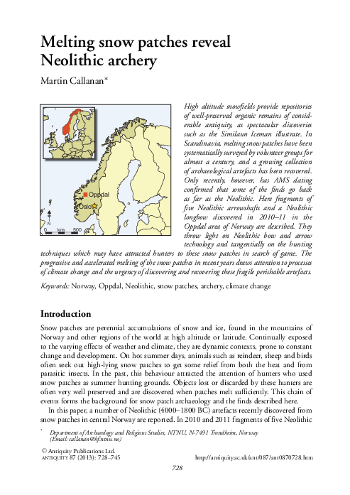 (PDF) Melting snow patches reveal Neolithic archery