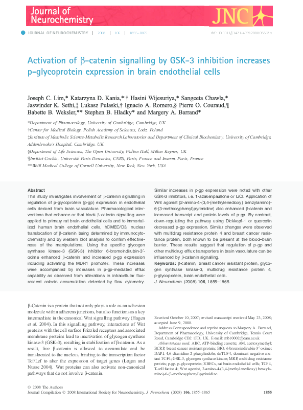 (PDF) Activation of beta-catenin signalling by GSK-3 inhibition ...