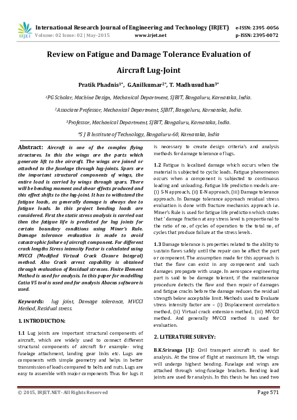(PDF) IRJET-Review on Fatigue and Damage Tolerance Evaluation of ...