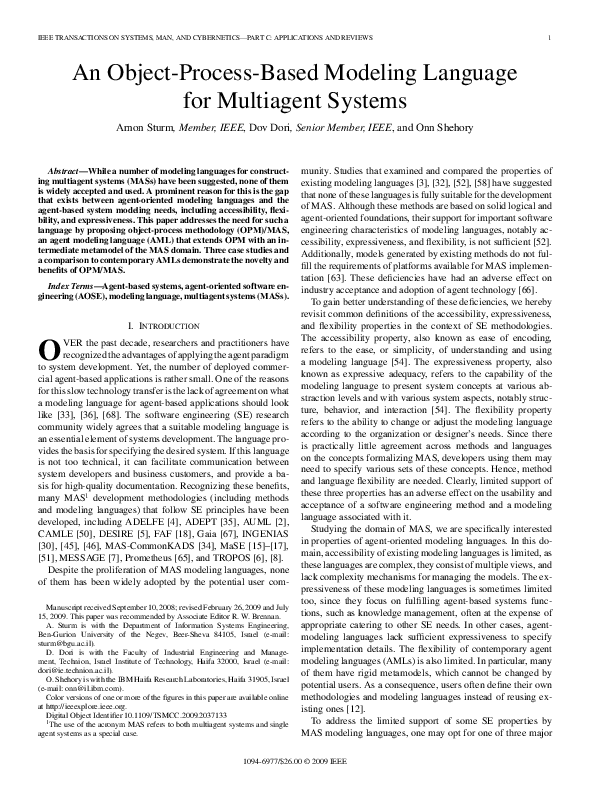 (PDF) An Object-Process-Based Modeling Language for Multiagent Systems