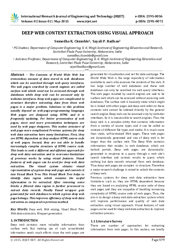 Pdf Irjet Deep Web Content Extraction Using Visual Approach