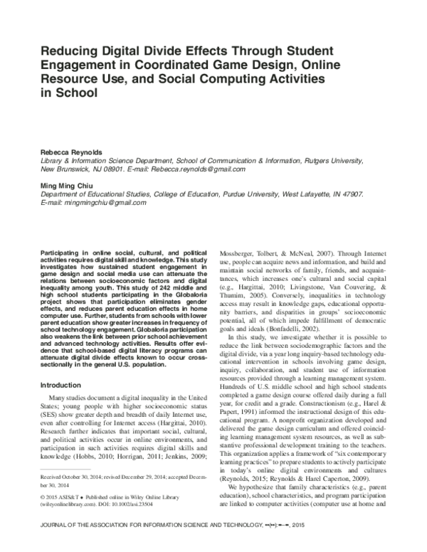 (PDF) Reducing digital divide effects through student engagement in ...